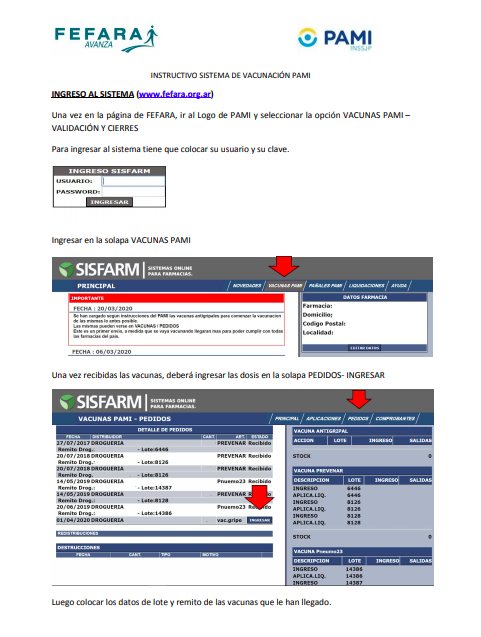 Instructivo PAMI Vacunas - FEFARA